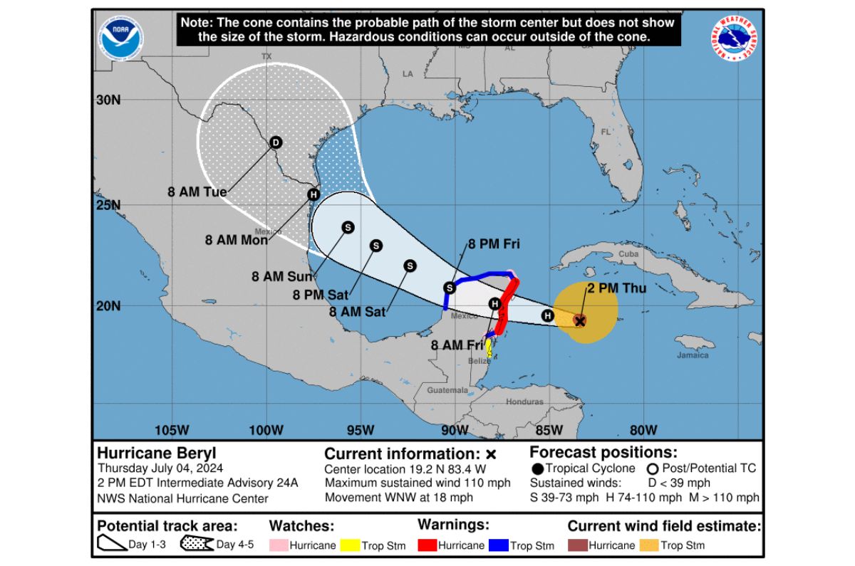 México desplegará 13 mil 372 elementos ante el huracán Beryl